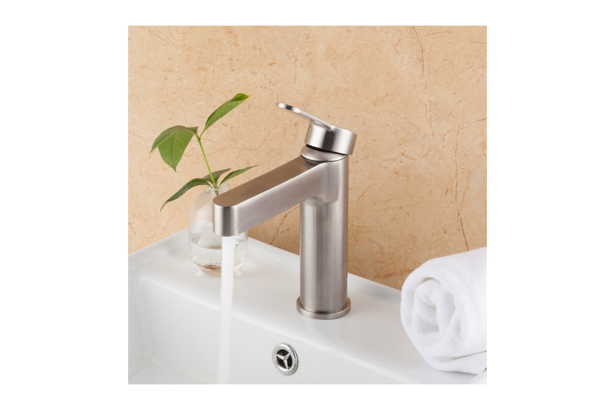 Смеситель для умывальника Gappo 35к G1099-30 нержавеющая сталь, литой, сатин 549417 - выгодная ...