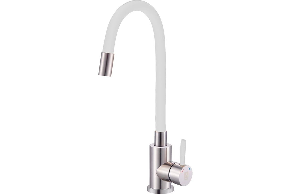 Смеситель для кухни ARGO SOLID белый, пластичный излив, d-35, нержавеющая сталь 43330 - выгодная ...
