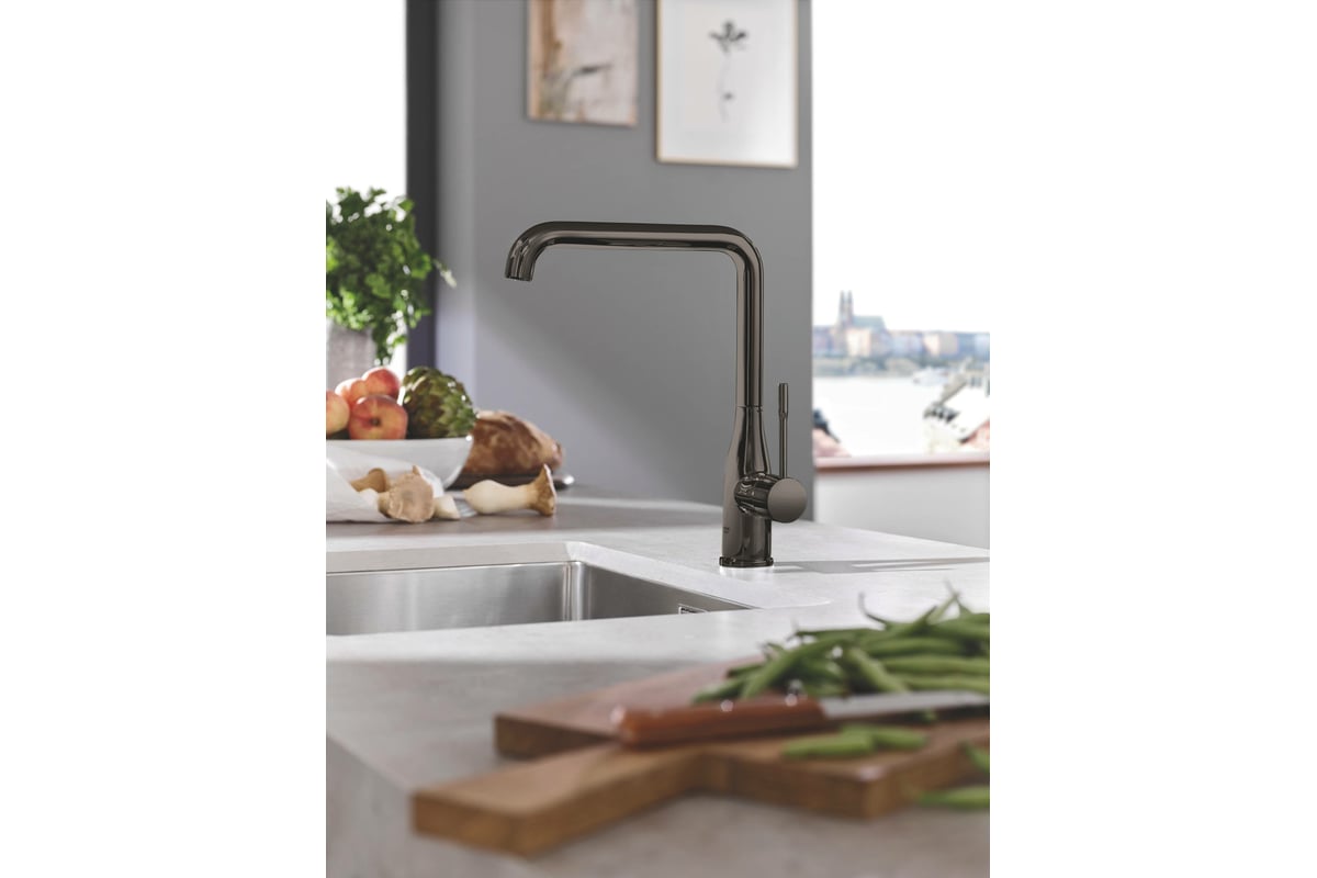 Однорычажный смеситель для мойки GROHE Essence New L- излив, цвет темный графит 30269A00 ...