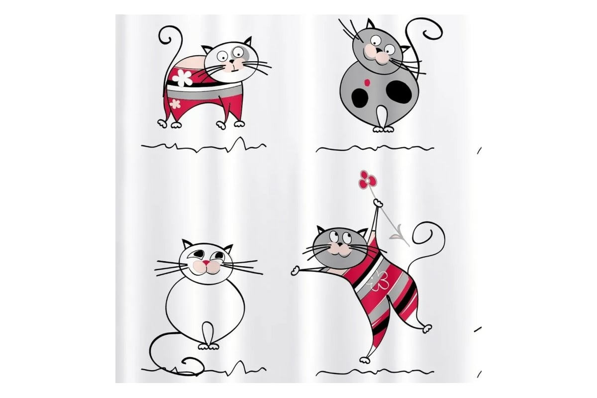 Штора для ванной Tatkraft FUNNY PEVA CATS 14022 - выгодная цена, отзывы ...
