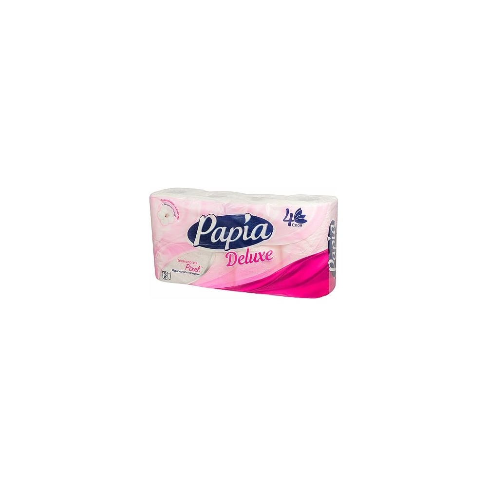 Туалетная бумага Focus PAPIA DELUXE 4-слоя, 8 рул/уп 7, белая H ...