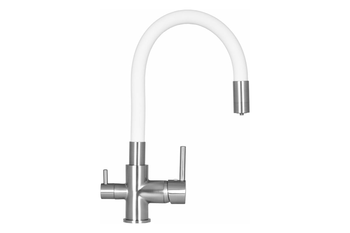 Смеситель для кухни WISENT с подводкой питьевой воды сатин/белый W4255A ...