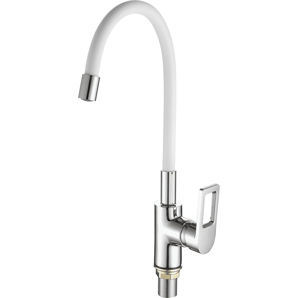 Смеситель для кухни FASHUN гайка, силиконовый белый излив, 55 см, ф40 ...