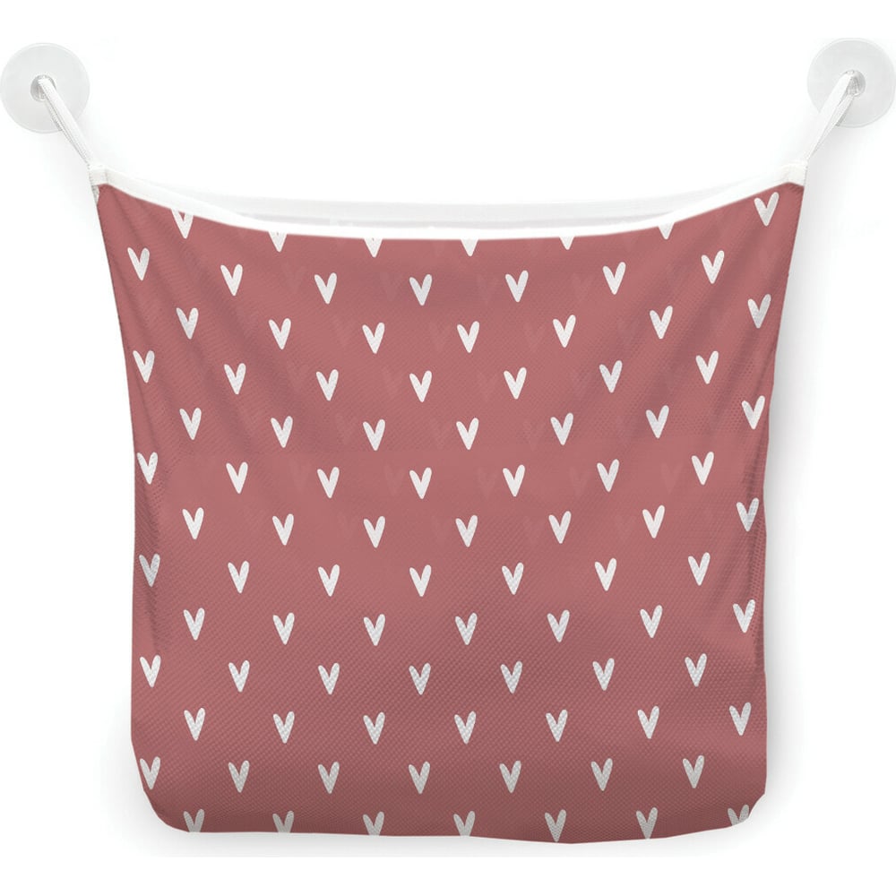 Сетка для игрушек в ванну JOYARTY "Белые сердечки" настенный органайзер на присосках, 39x33 см ...