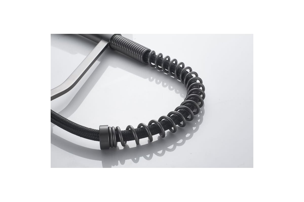 Пружинный смеситель для кухни SHEVANIK с выдвижной лейкой, оружейная сталь S963T - выгодная цена ...