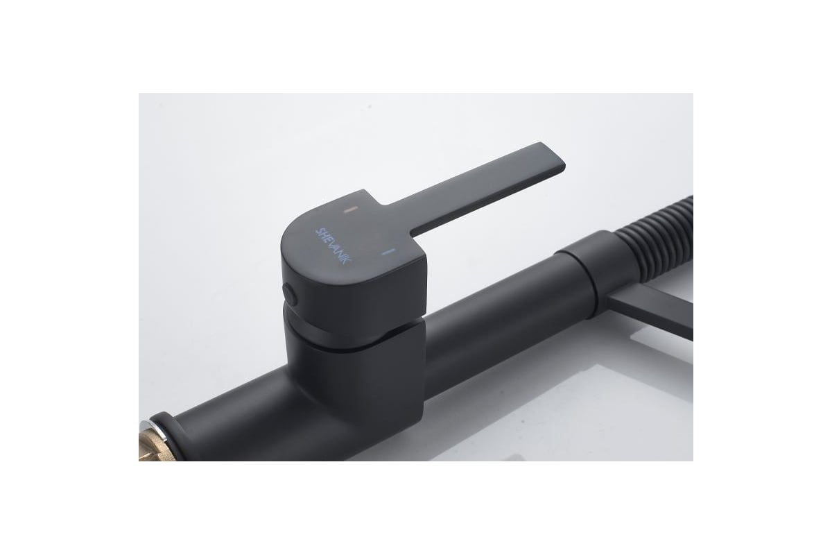 Пружинный смеситель для кухни SHEVANIK с выдвижной лейкой черный S963H - выгодная цена, отзывы ...