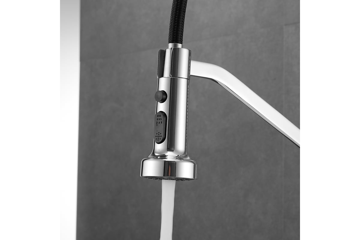 Пружинный смеситель для кухни SHEVANIK с выдвижной лейкой, хром S963 - выгодная цена, отзывы ...