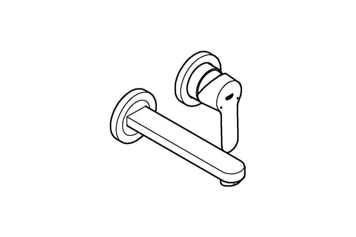 Смеситель для раковины Grohe BauEdge на 2 отверстия, настенный монтаж ...