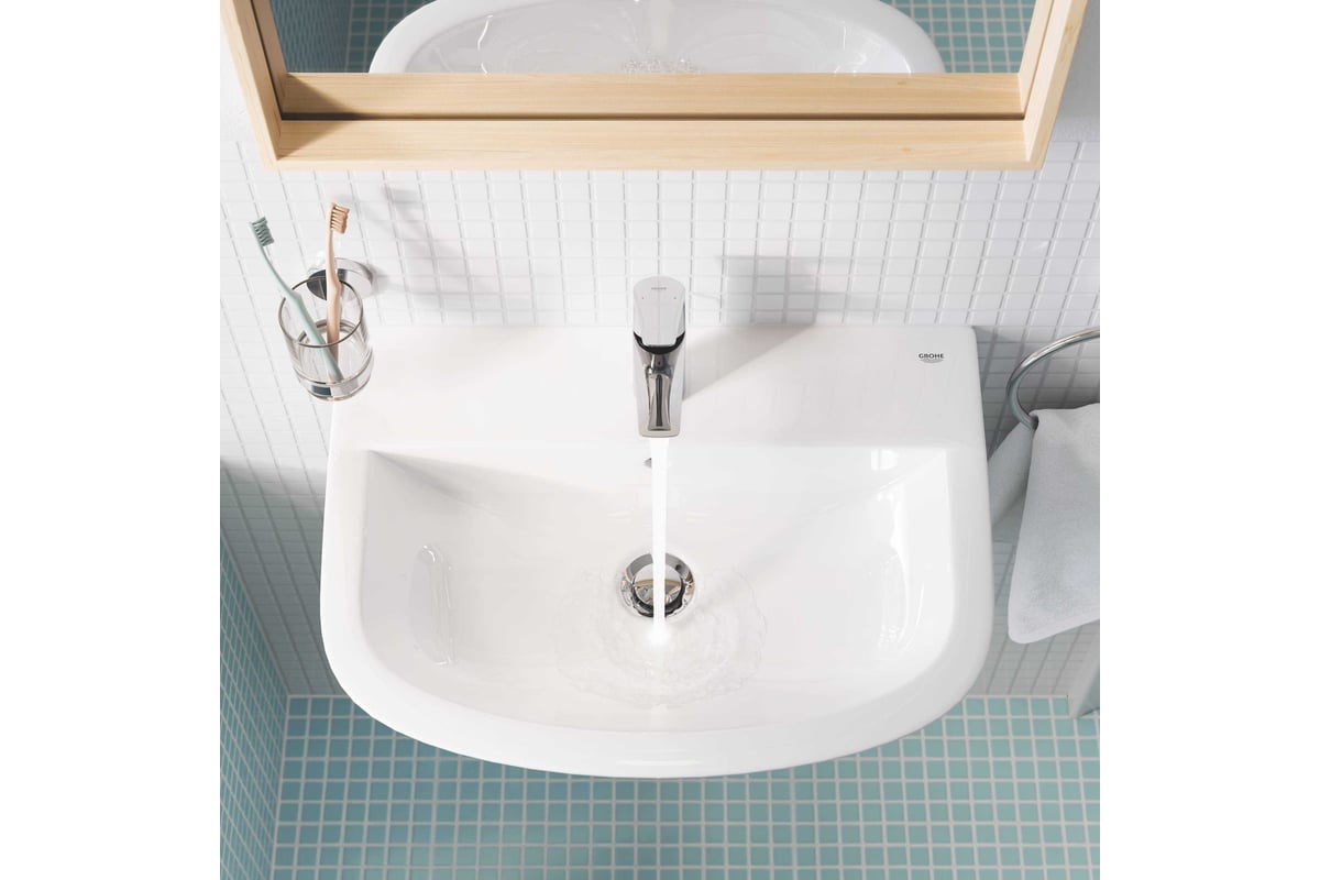 Смеситель для раковины Grohe BauEdge с ограничителем температуры и ...