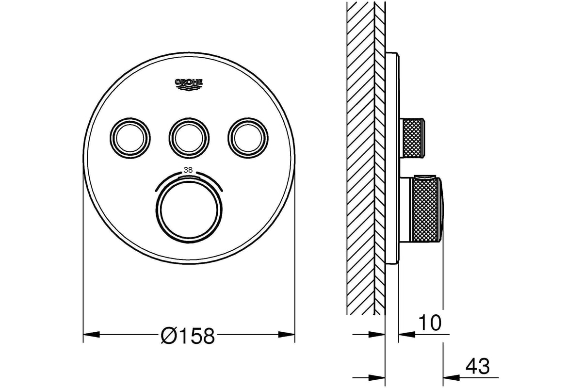 Термостат для встраиваемого монтажа на 3 выхода Grohe Grohtherm ...