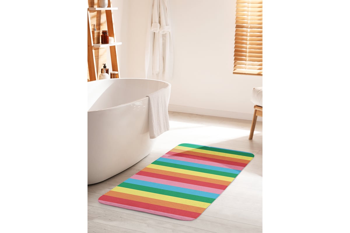 Коврик для ванной комнаты и туалета противоскользящий JOYARTY "Рельефные полосы" 60х100 см bath ...