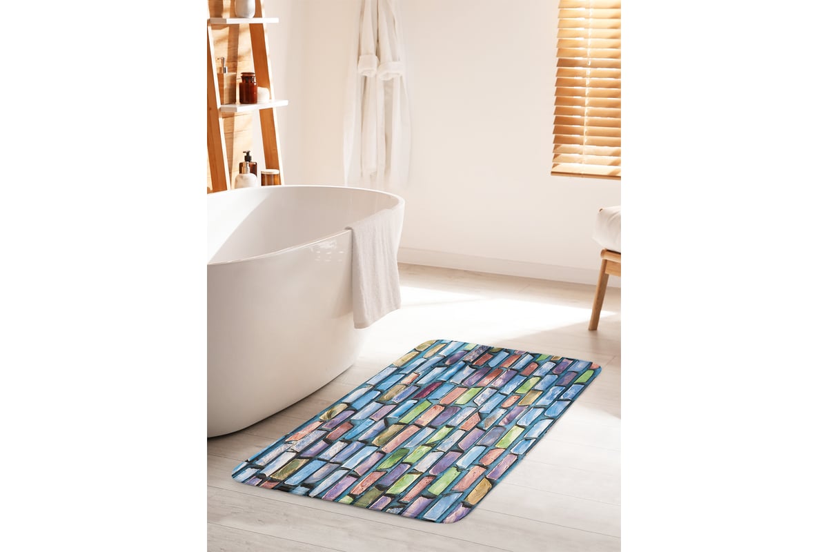 Коврик для ванной комнаты и туалета противоскользящий JOYARTY "Стена из радужных камней" 60х100 ...