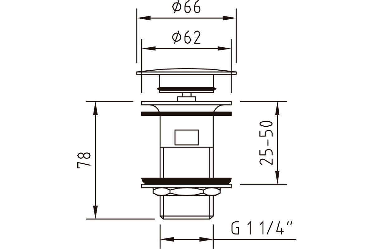 Донный клапан CLEVER QUICK-CLAC VELA 1-1/4" с переливом 96255 ...