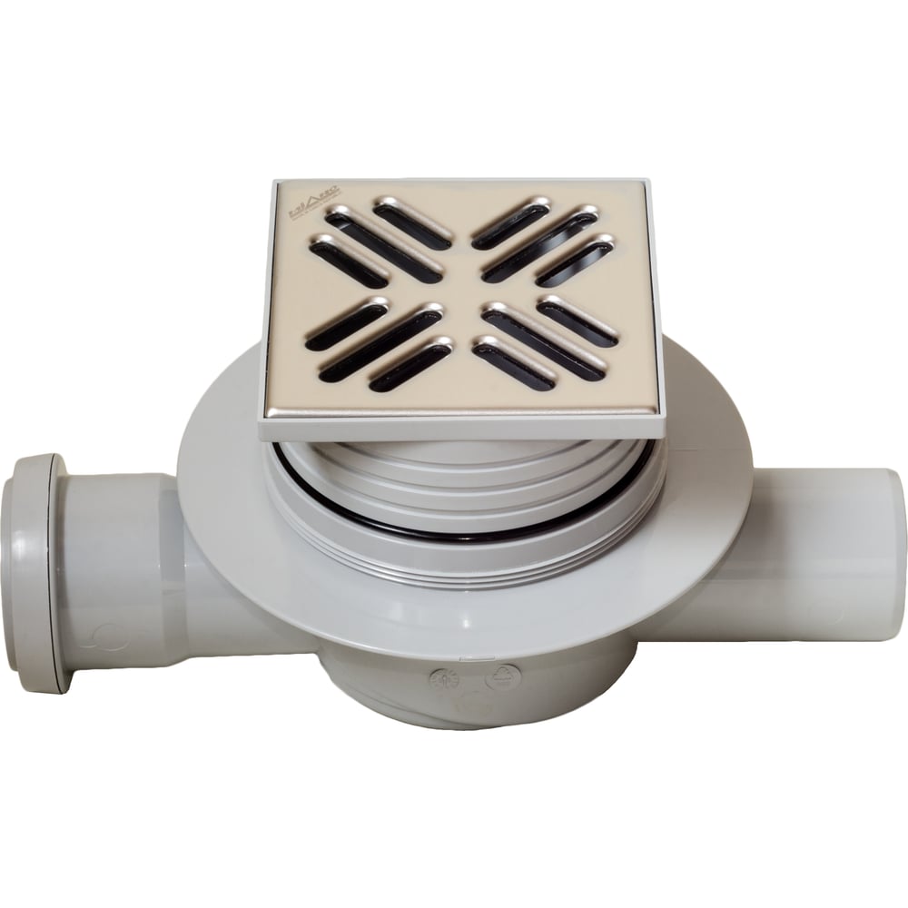 Сливной трап Miano DN50 105х105, проходной, решетка из нержавеющей ...