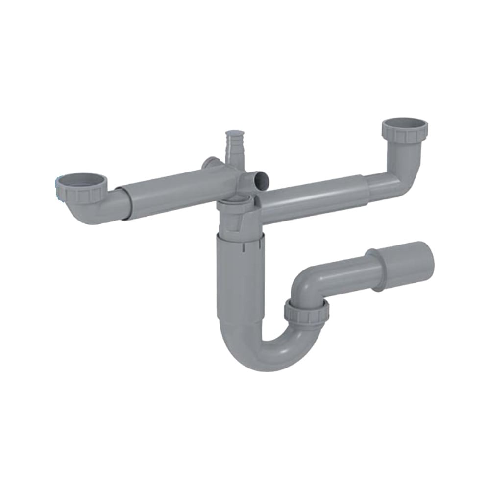 Сифон для мойки Prevex P-loc без верхней чаши, двойной PL2-N2N45-001 ...