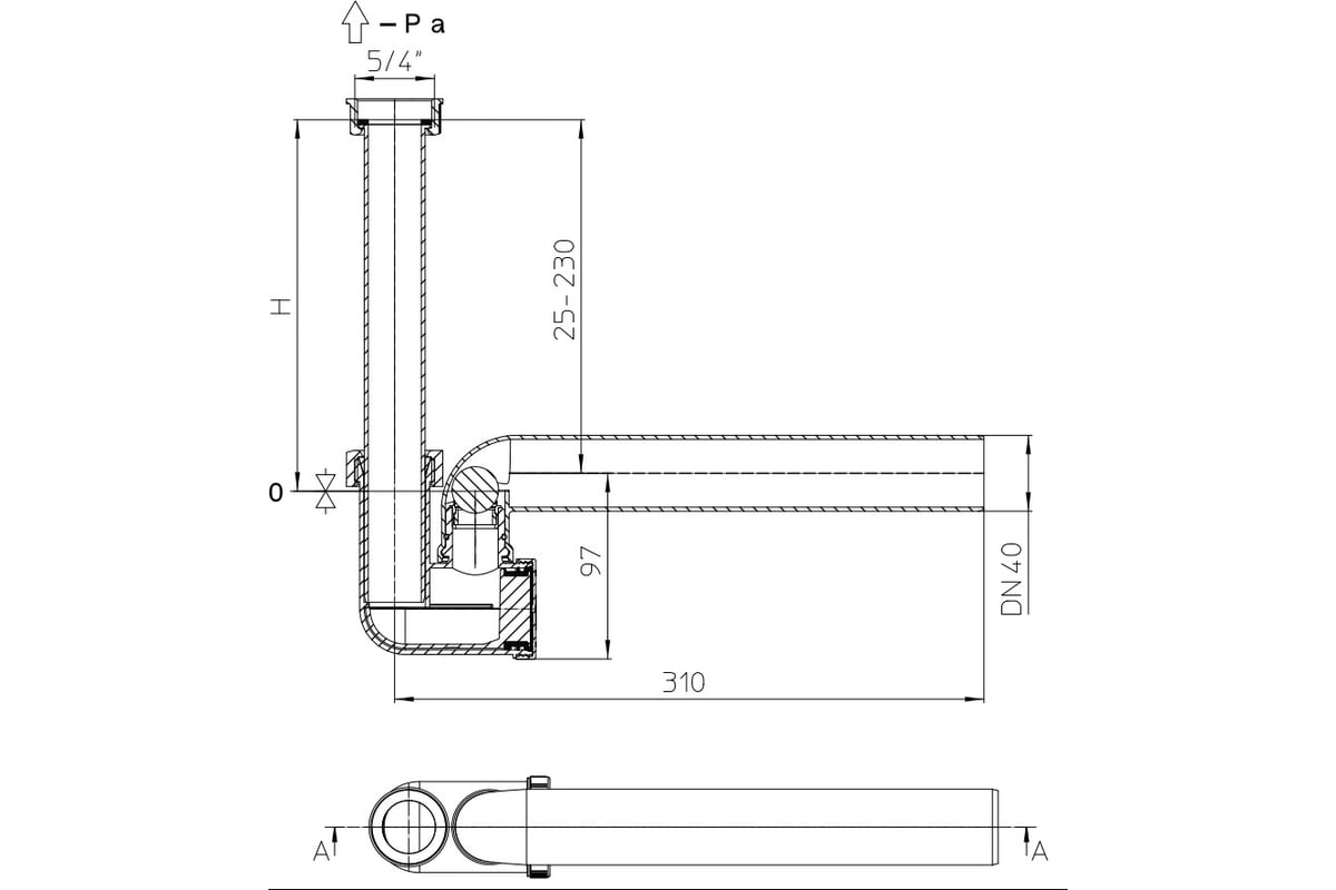 Сифон с запахозапирающим клапаном, DN40 HL 136.3 - выгодная цена ...