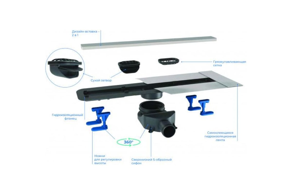 Душевой лоток BETTOSERB Drain Frameless 650, под плитку 13701231 ...