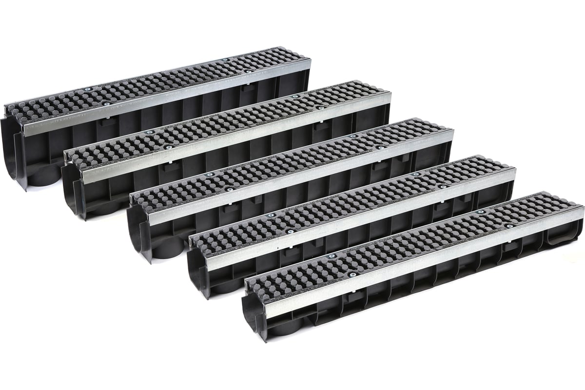 Лоток водоотводный пластиковый AQUADRENAG ЛВП PROTECT DN100 H125 D400 комплект 10152114 ...