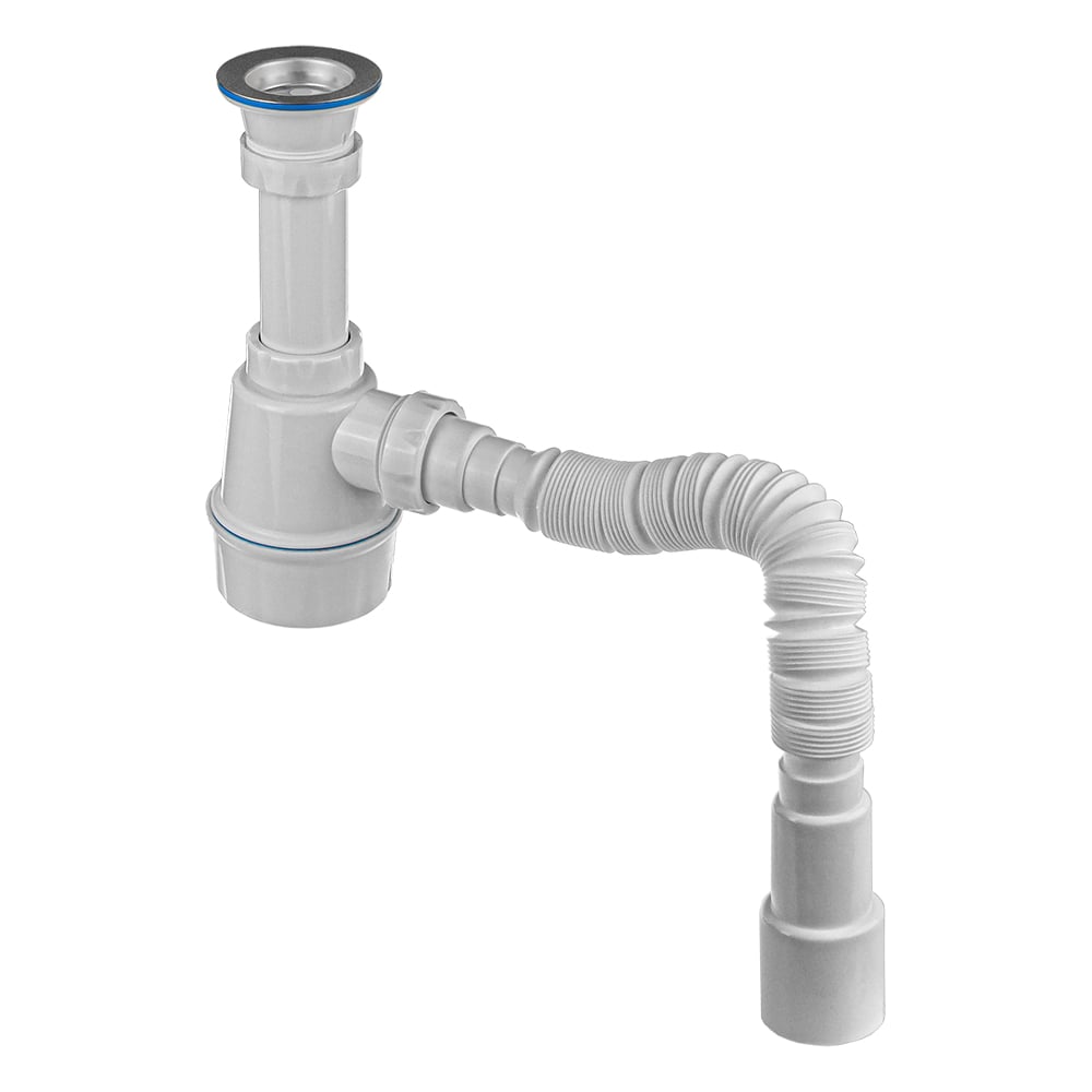 Сифон для выпуска MasterProf 47-55 мм, 1.1/2x40 с нерж.решеткой, гофротрубой 40x32/40/50 ИС ...