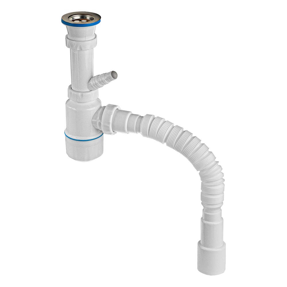 Сифон для выпуска MasterProf 43-52 мм, 1.1/2x40 с нерж.решеткой, отводом для с/м, гофротрубой ...