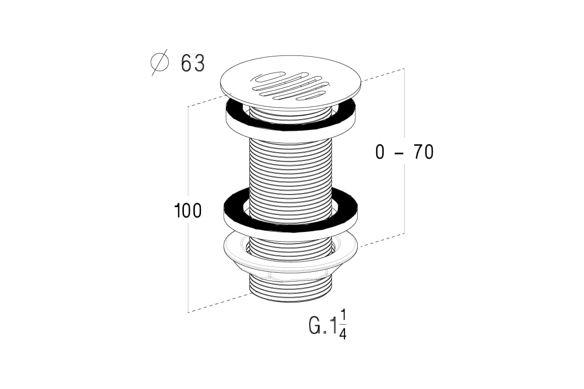 Выпуск для умывальника Nicoll без перелива, 1 1/4 L2267-0501091 ...