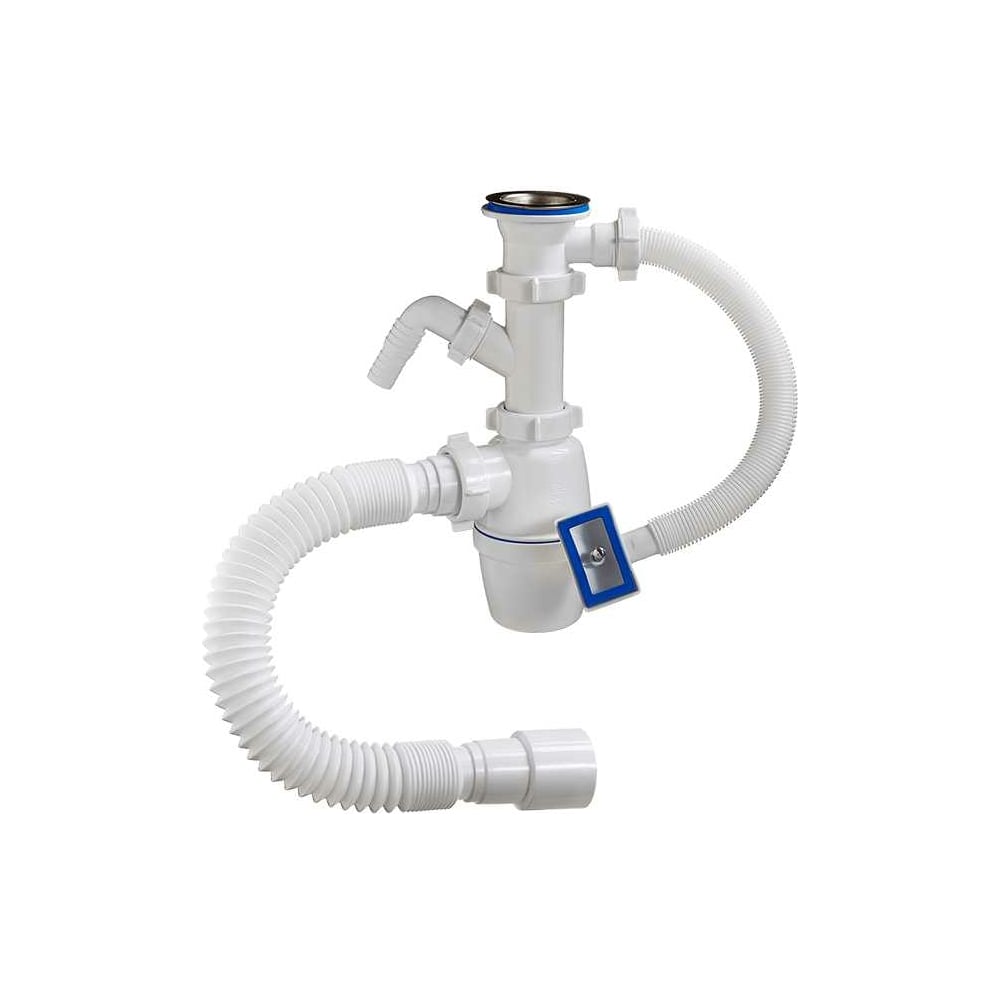 Бутылочный сифон ORIO 1 1/2x40 с одним отводом переливом гибкой трубой ...