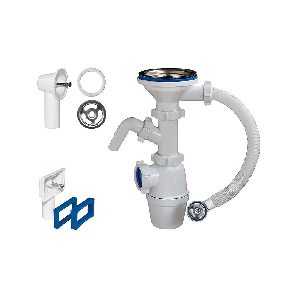 Бутылочный сифон ORIO 3 1/2x40, с одним отводом и переливом ...