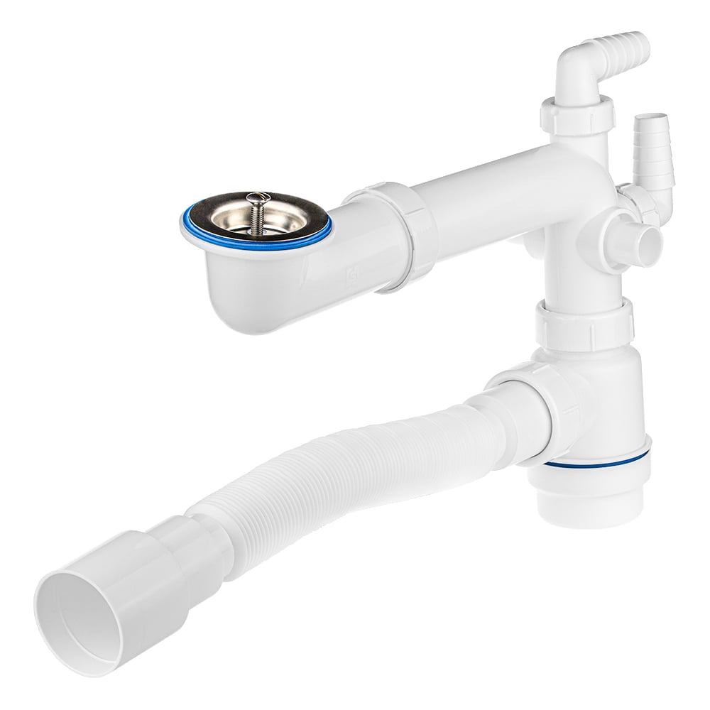 Сифон MasterProf Для раковины по стиральную машину 1.1/2"х40 с нерж.решеткой, гофротрубой 40x40 ...