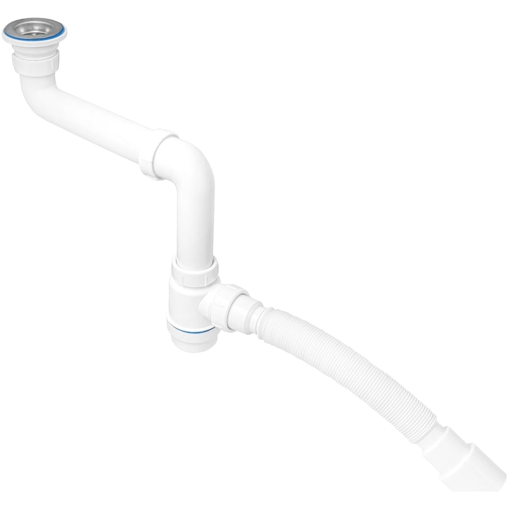 Сифон со смещением MasterProf для выпуска 48-52 мм, 1.1/2"х40 с нерж.решеткой, гофротрубой 40x40 ...