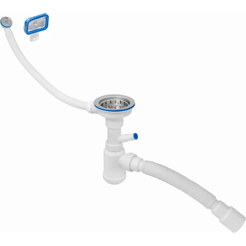 Сифон для выпуска MasterProf 90-94 мм, 3.1/2"х40, с нерж. глубокой чашей слива, переливом ...