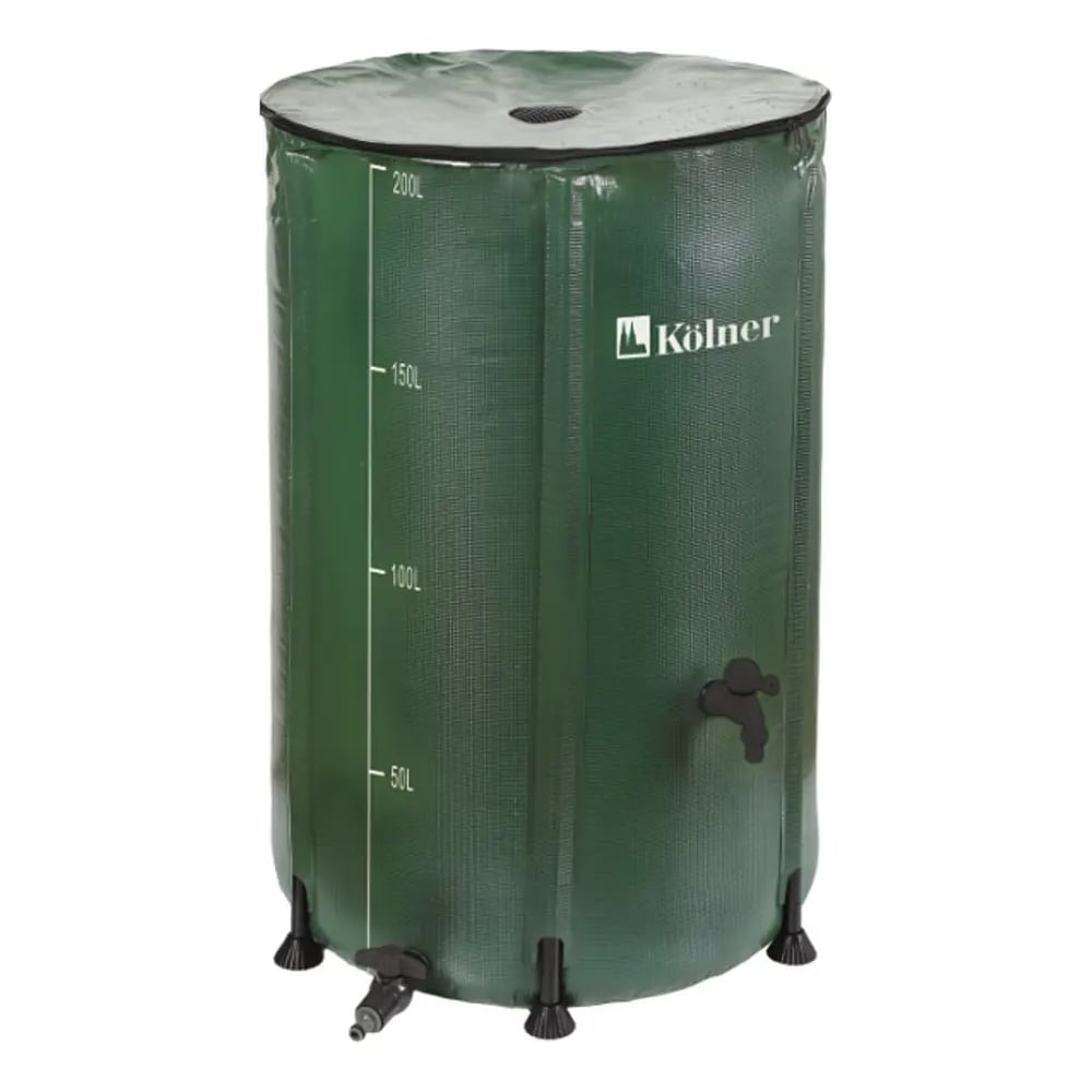 Бочка для воды KOLNER KWB 200B, 200 л, с краном и крышкой на молнии, зеленая, ПВХ, размер В 70 ...