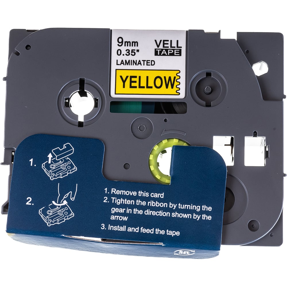 Лента Vell VL-621 (Brother TZE-621, 9 мм, черный на желтом) для PT 1010 ...
