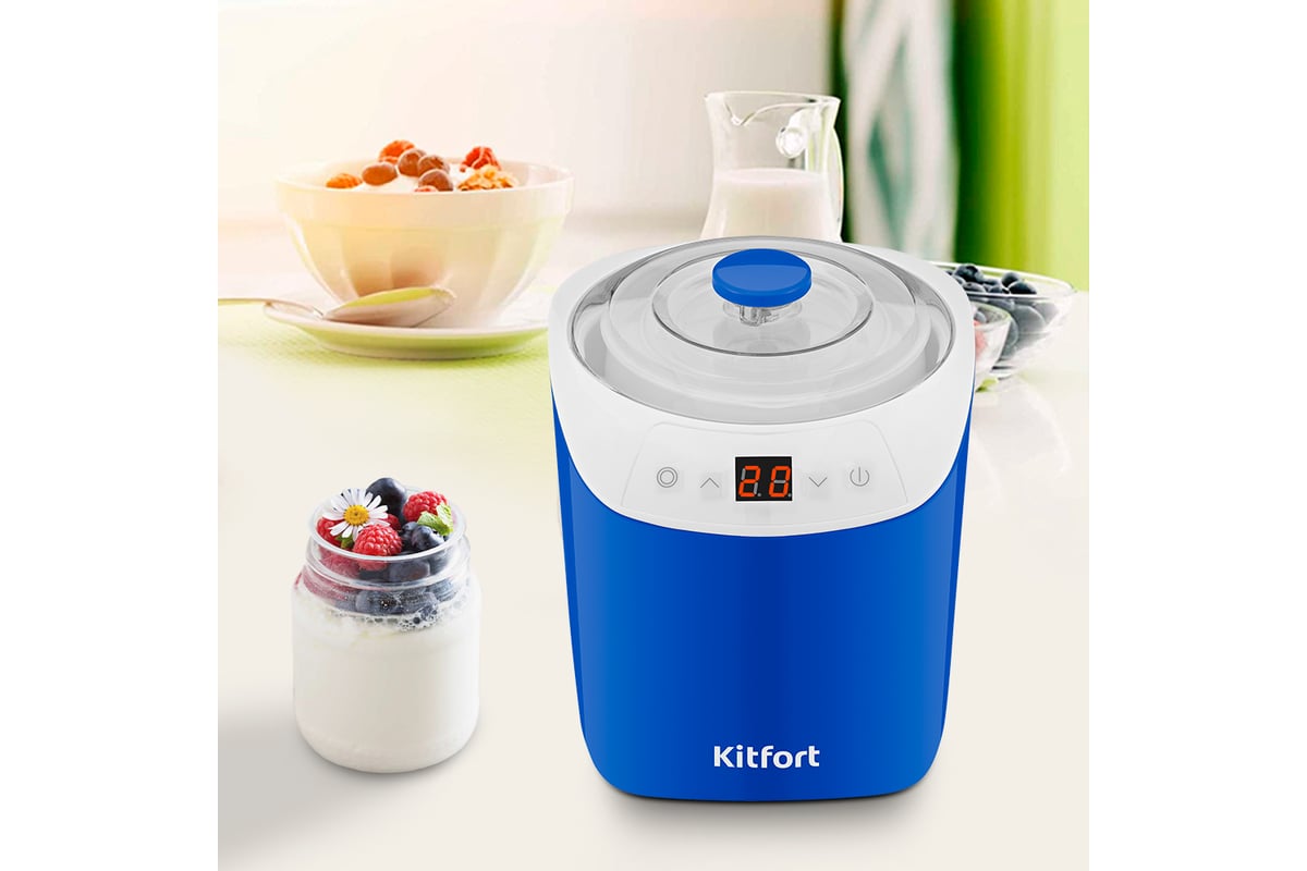 Йогуртница KITFORT бело-синий КТ-4090-3 - выгодная цена, отзывы, характеристики, фото - купить в ...