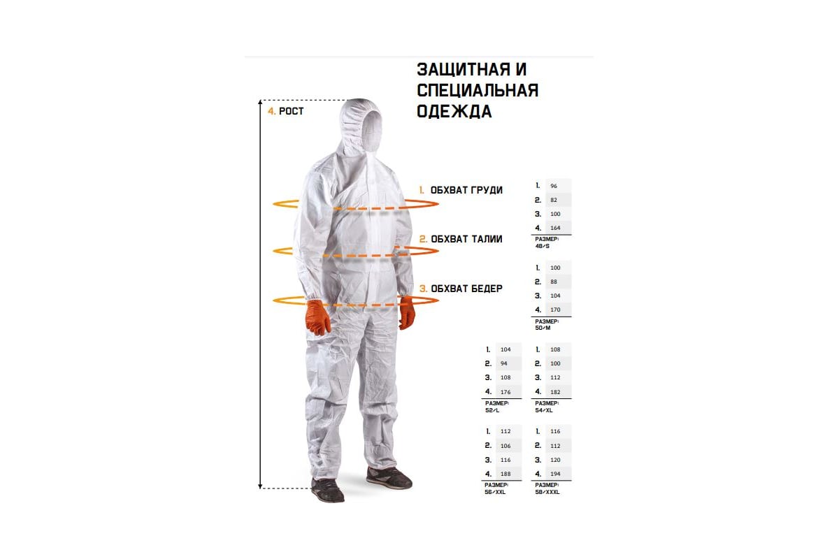 Малярный многоразовый комбинезон JetaSafety размер M/48-50 JPC75B-M ...