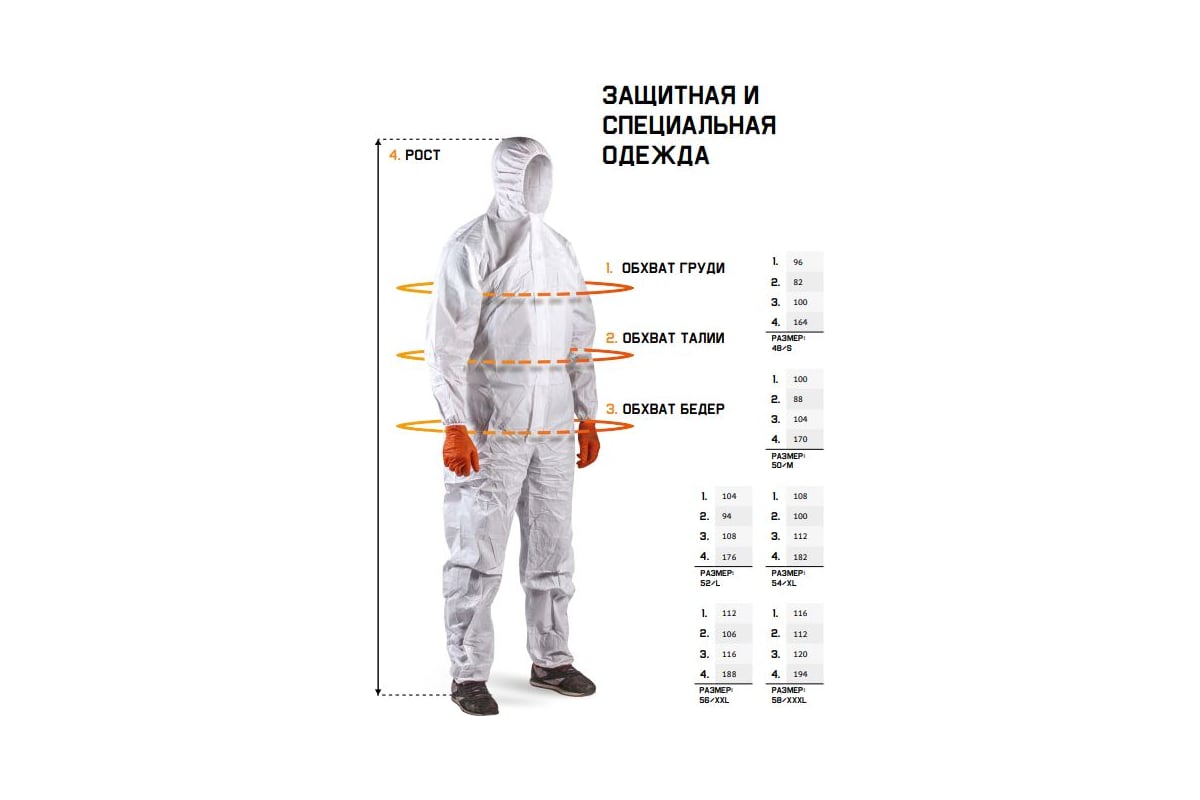 Малярный многоразовый комбинезон JetaSafety р.S/46-48 JPC75b-S ...