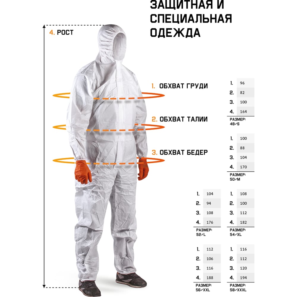 Малярный многоразовый комбинезон JetaSafety размер L, белый JPC75W-L ...
