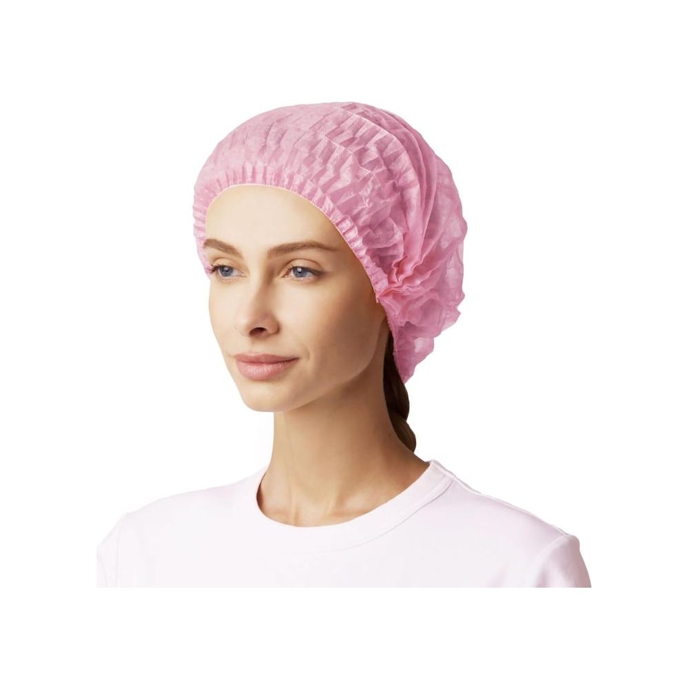 Одноразовая шапочка ООО Комус шарлотта розовая, 10г/м, 100 шт/уп ...