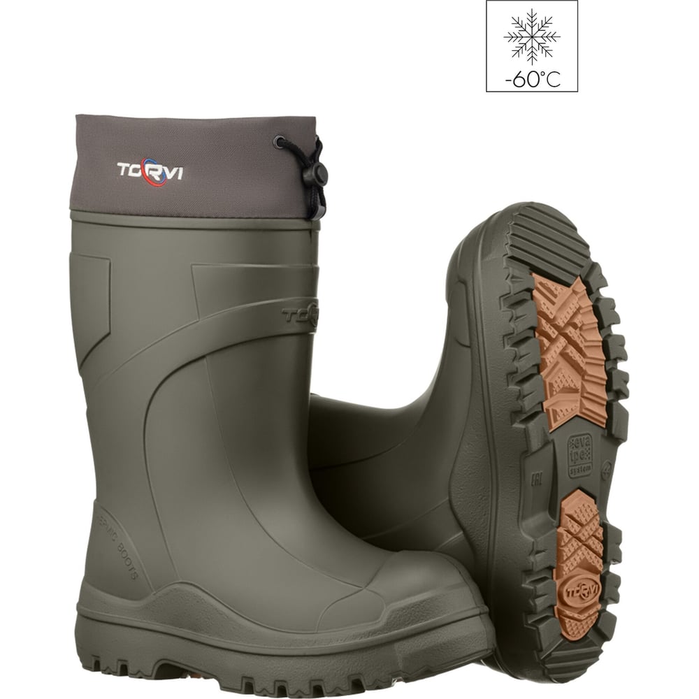 Сапоги мужские с манжетой и тканевым утеплителем TORVI -60С ЭВА, ТЭП, олива, р.46-47 ...