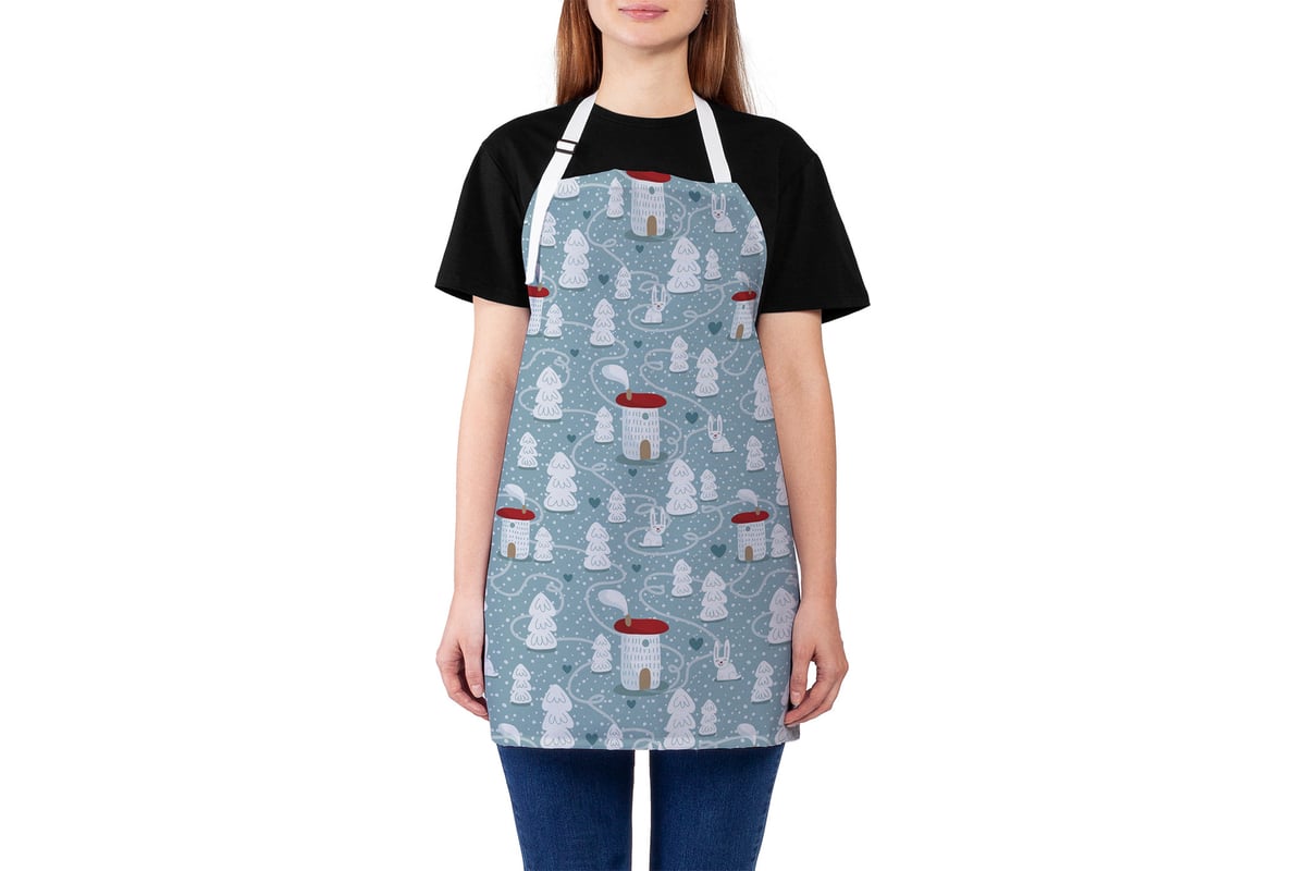 Кухонный фартук JOYARTY Снежное поселение, универсальный размер для женщин и мужчин ap_427858 ...