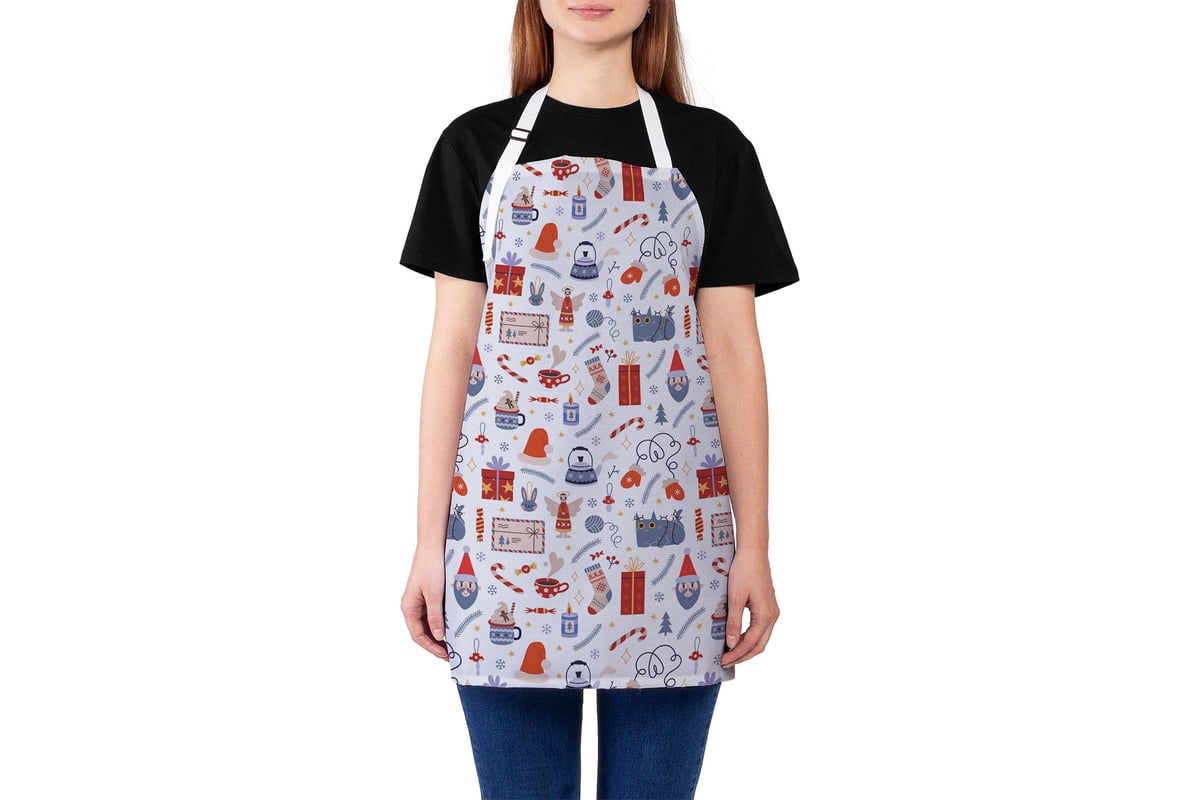 Кухонный фартук JOYARTY Праздничный котик, универсальный размер для женщин и мужчин ap_427875 ...