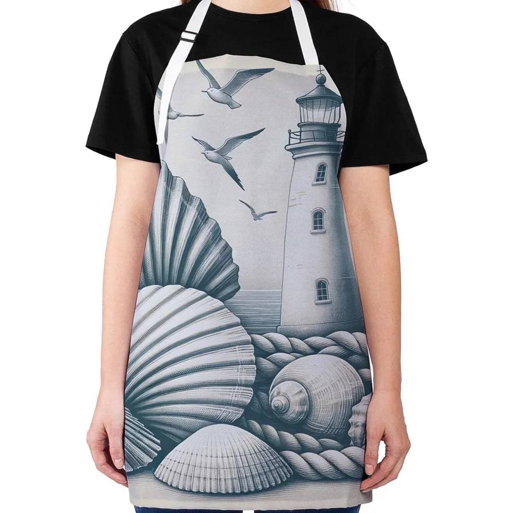 Фартук кухонный JoyArty "Маяк в ракушках", универсальный размер для женщин и мужчин ap_sd1106 ...