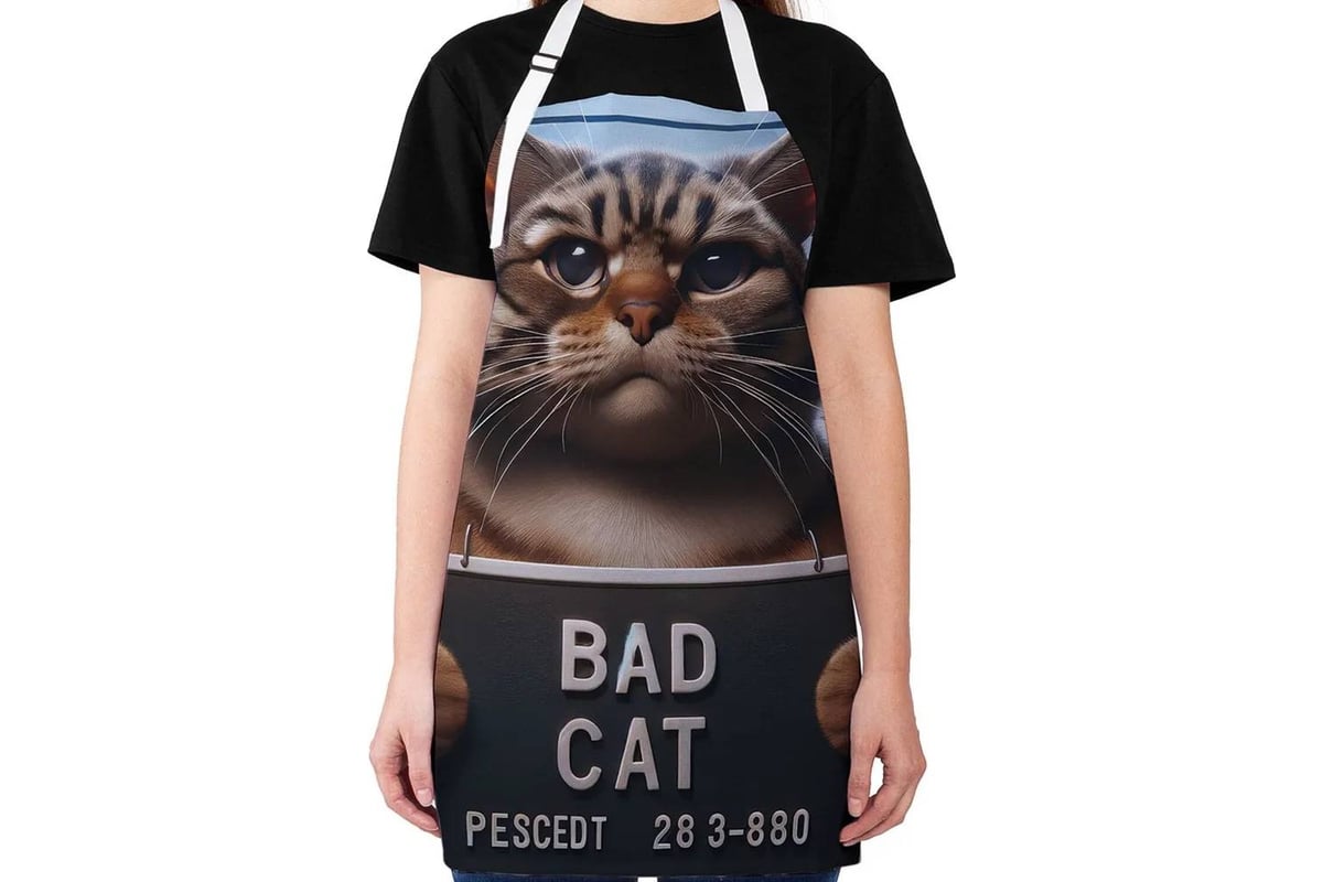 Фартук кухонный JoyArty "Плохой кот", универсальный размер для женщин и мужчин ap_429894 ...