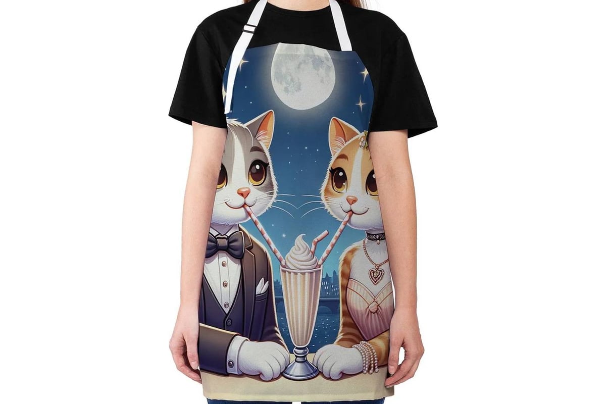Фартук кухонный JoyArty "Кошачья романтика", универсальный размер для женщин и мужчин ap_429885 ...