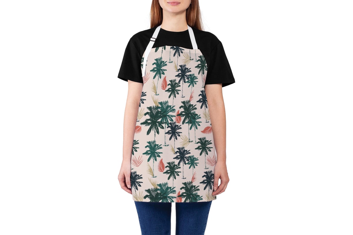 Фартук кухонный JOYARTY "Тропические растения", универсальный размер для женщин и мужчин, серия ...