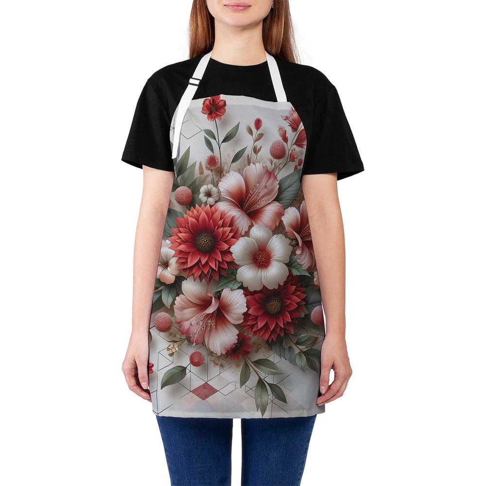 Фартук кухонный JOYARTY "Цветы на мраморе", универсальный размер для женщин и мужчин ap_429923 ...