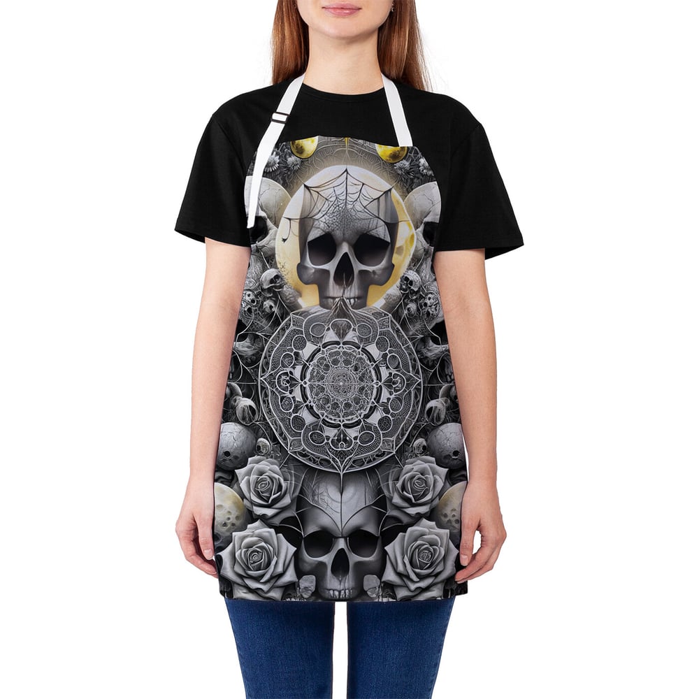 Фартук кухонный JOYARTY "Черепа в лунном свете", универсальный размер для женщин и мужчин ap ...