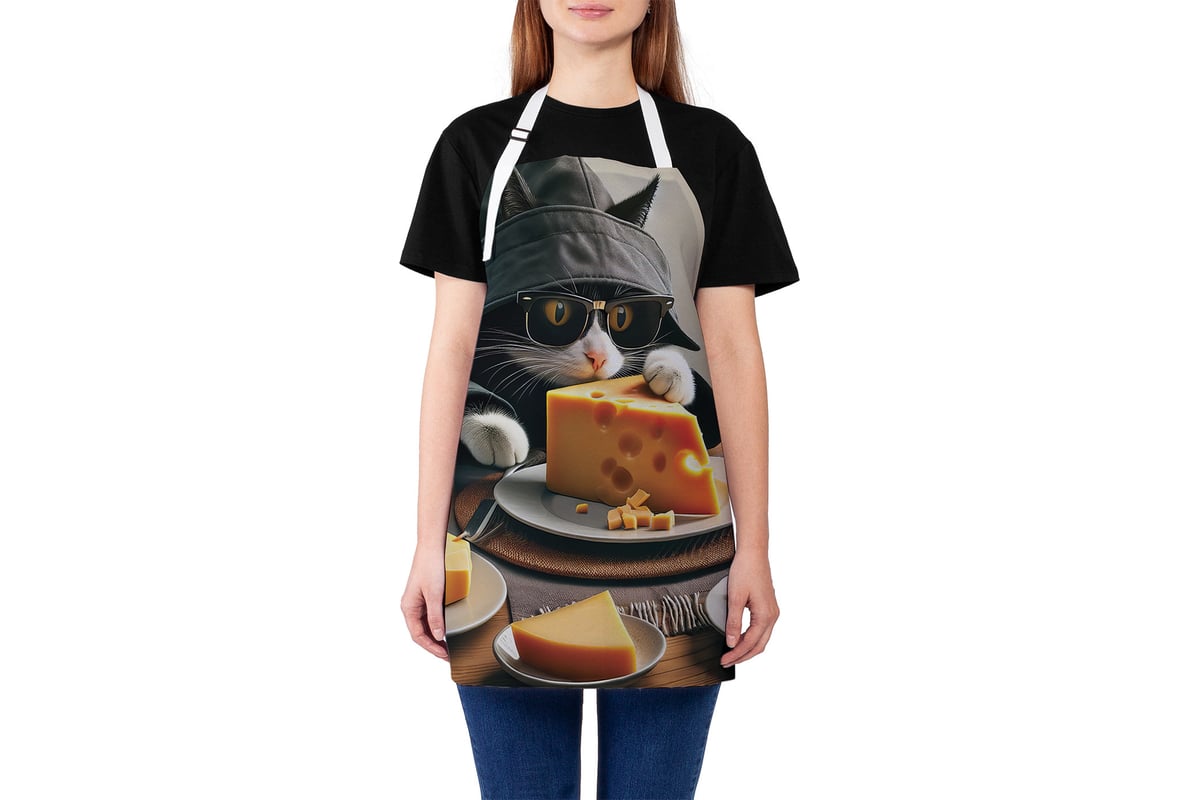 Фартук кухонный JOYARTY "Сырное преступление", универсальный размер для женщин и мужчин ap ...