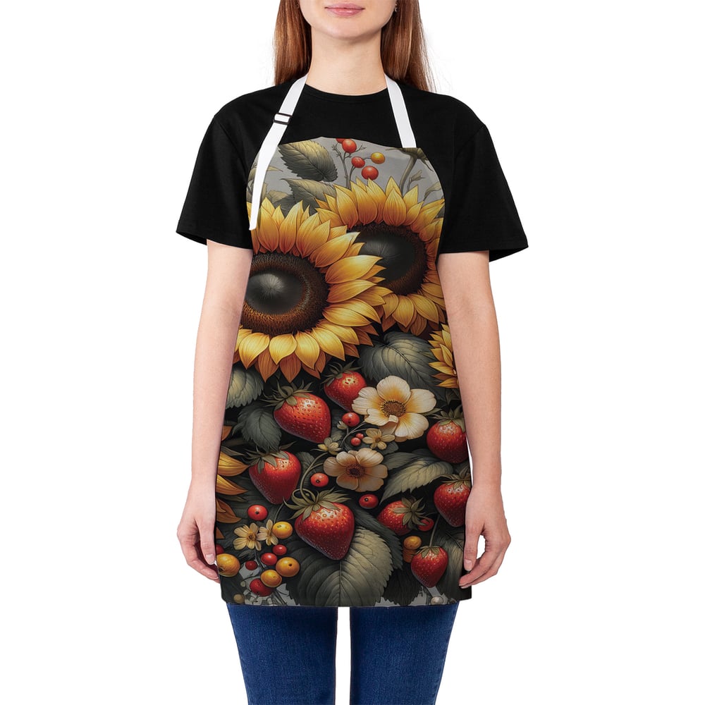 Фартук кухонный JoyArty Клубника и подсолнух, универсальный размер, для женщин и мужчин, ap ...