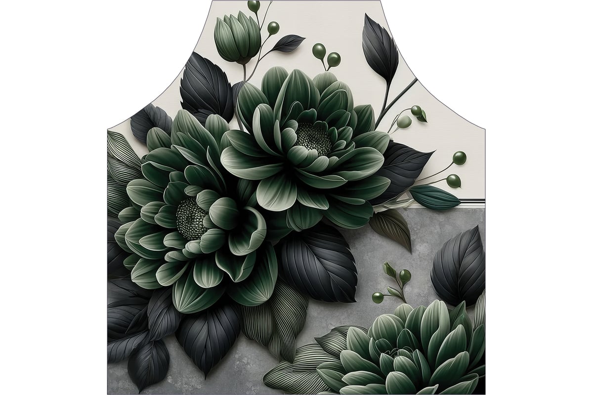 Фартук кухонный JoyArty Зеленые цветы, универсальный размер, для женщин и мужчин, ap_sd3540 ...