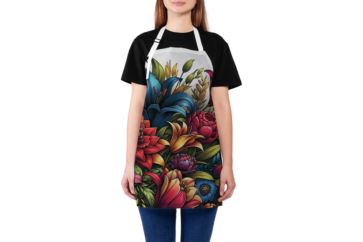 Фартук кухонный JoyArty Цветочное настроение, универсальный размер, для женщин и мужчин, ap ...